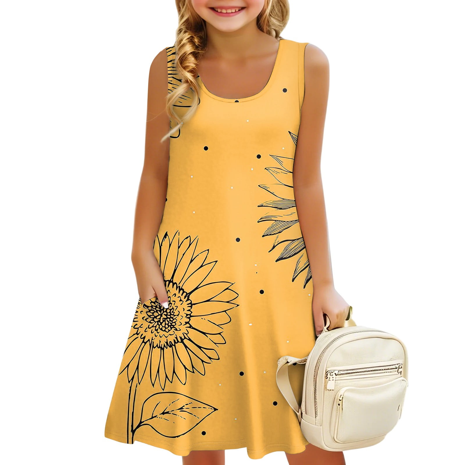 XADYUY Girls Beach Dress Casual A-Line Sleeveless Tank Dresses Cute ...