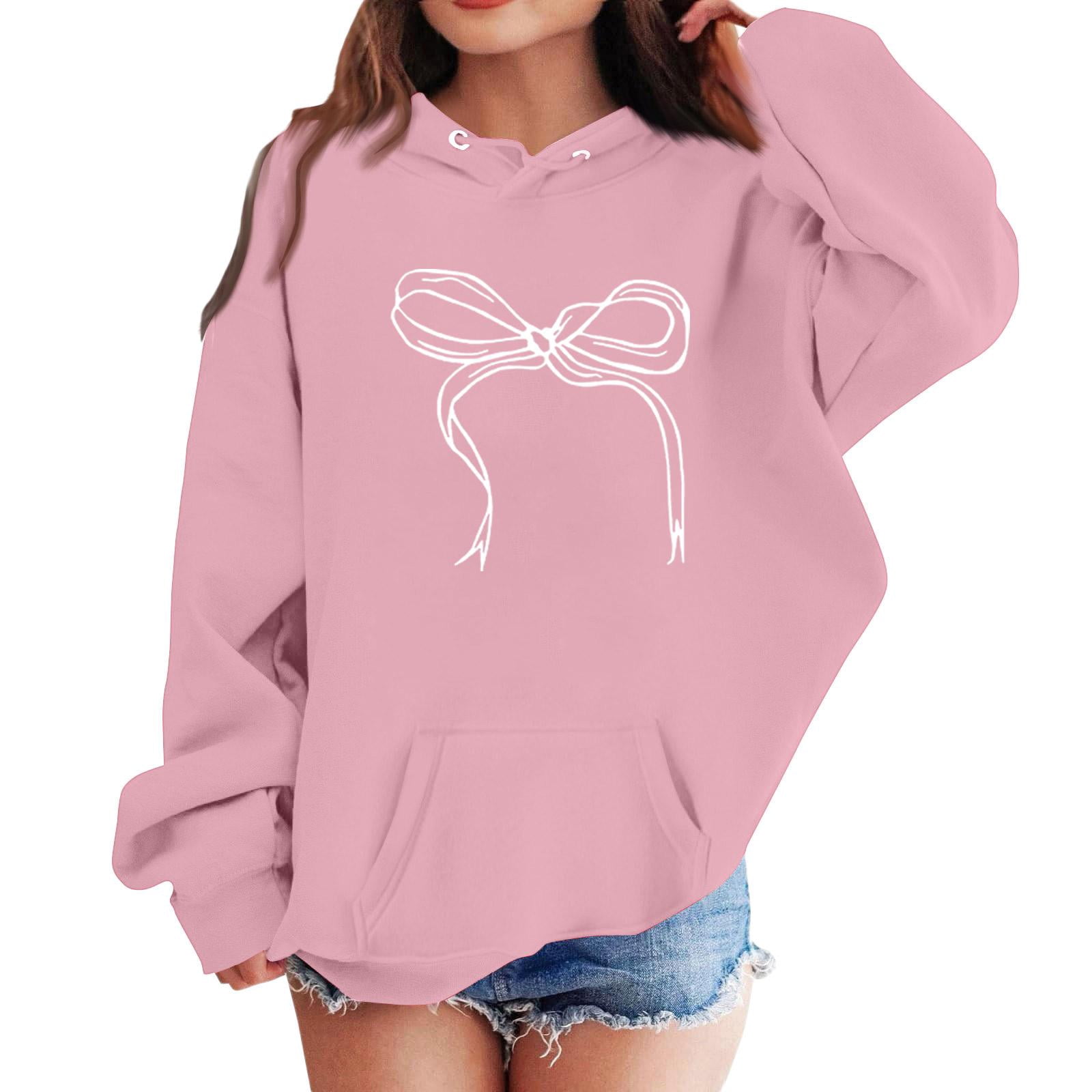 XADYUY Girls Bow Hoodie Size 10-12 Cute Bow Graphic Sweatshirt for ...