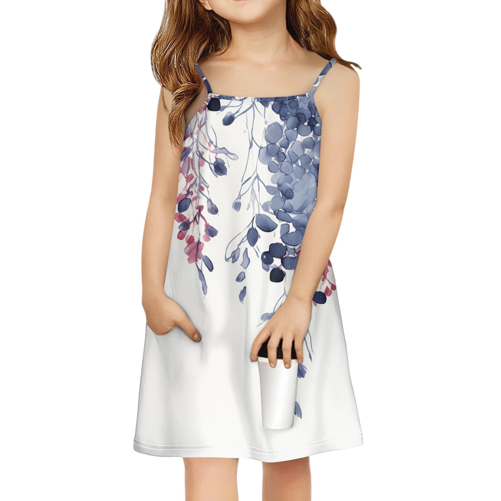 XADYUY Girls Cami Dresses 7-16 Spaghetti Strap Sleeveless Cami Dress ...