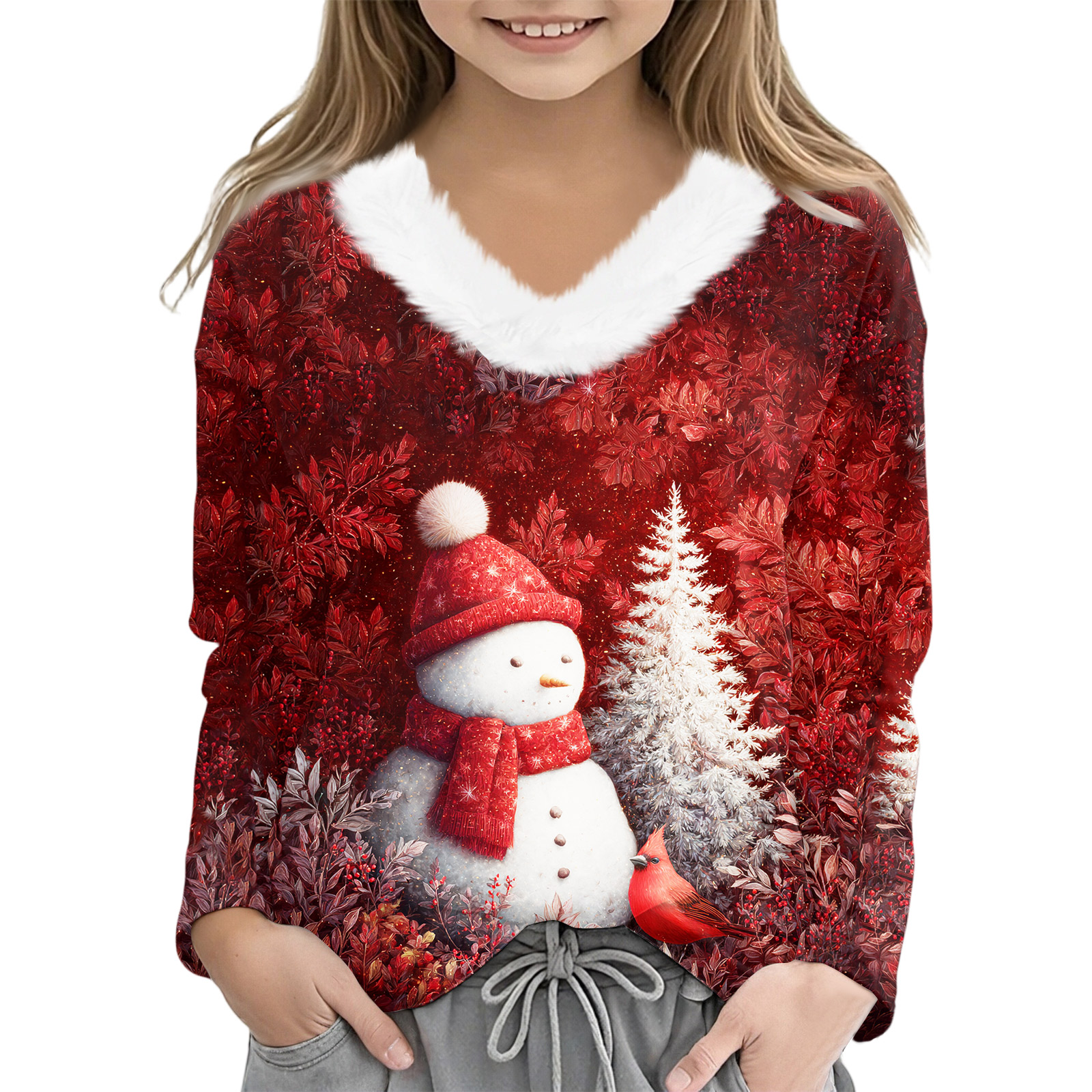 XADYUY Girls Christmas Shirts 5t Snowman Christmas Tree Tshirts for ...