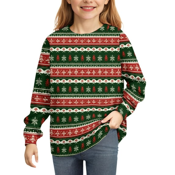 XADYUY Girls Christmas Sweaters Size 10-12 Cute Red Green Christmas ...