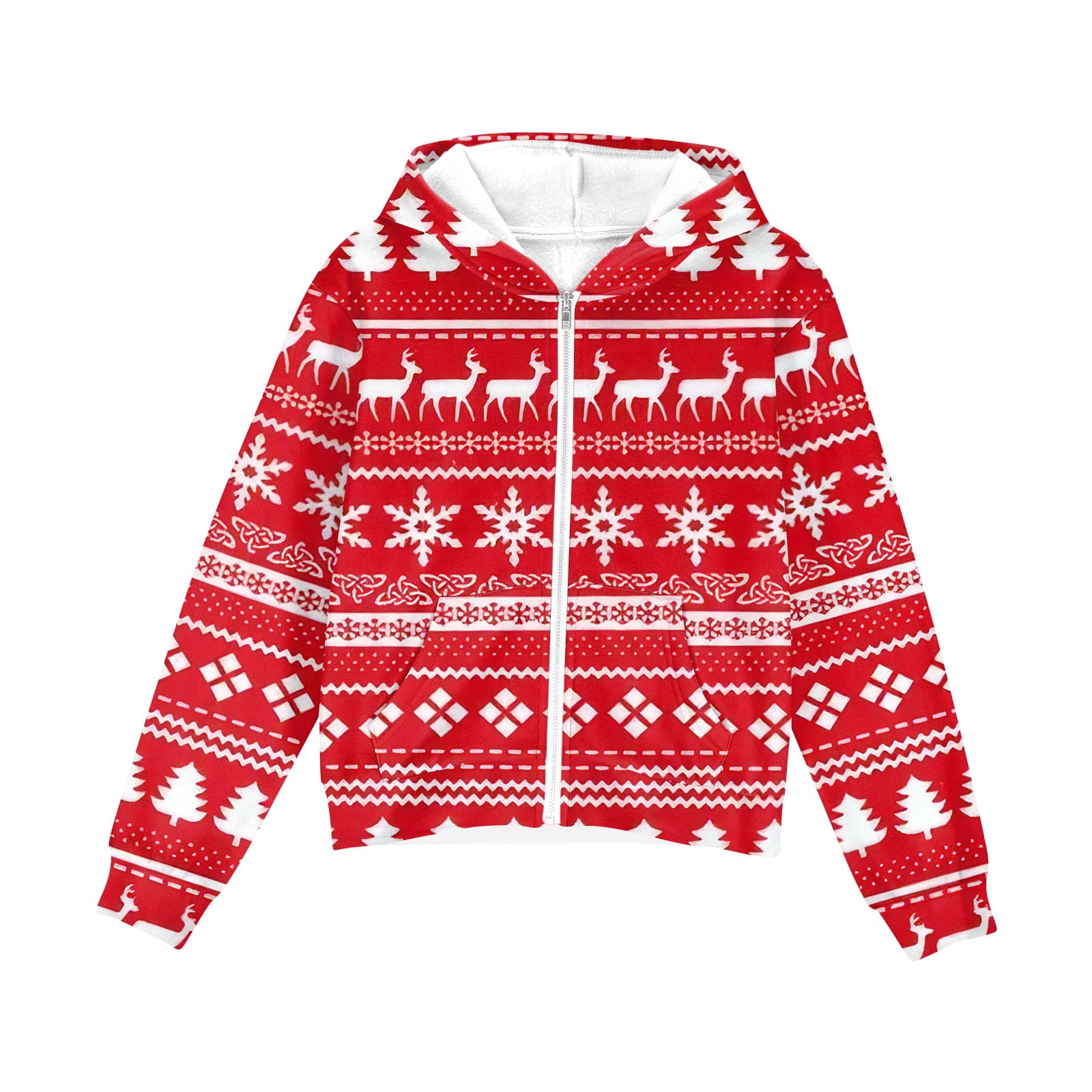 XADYUY Girls Christmas Zip Up Hoodie 10-12 Cute Christmas Tree Jacket ...
