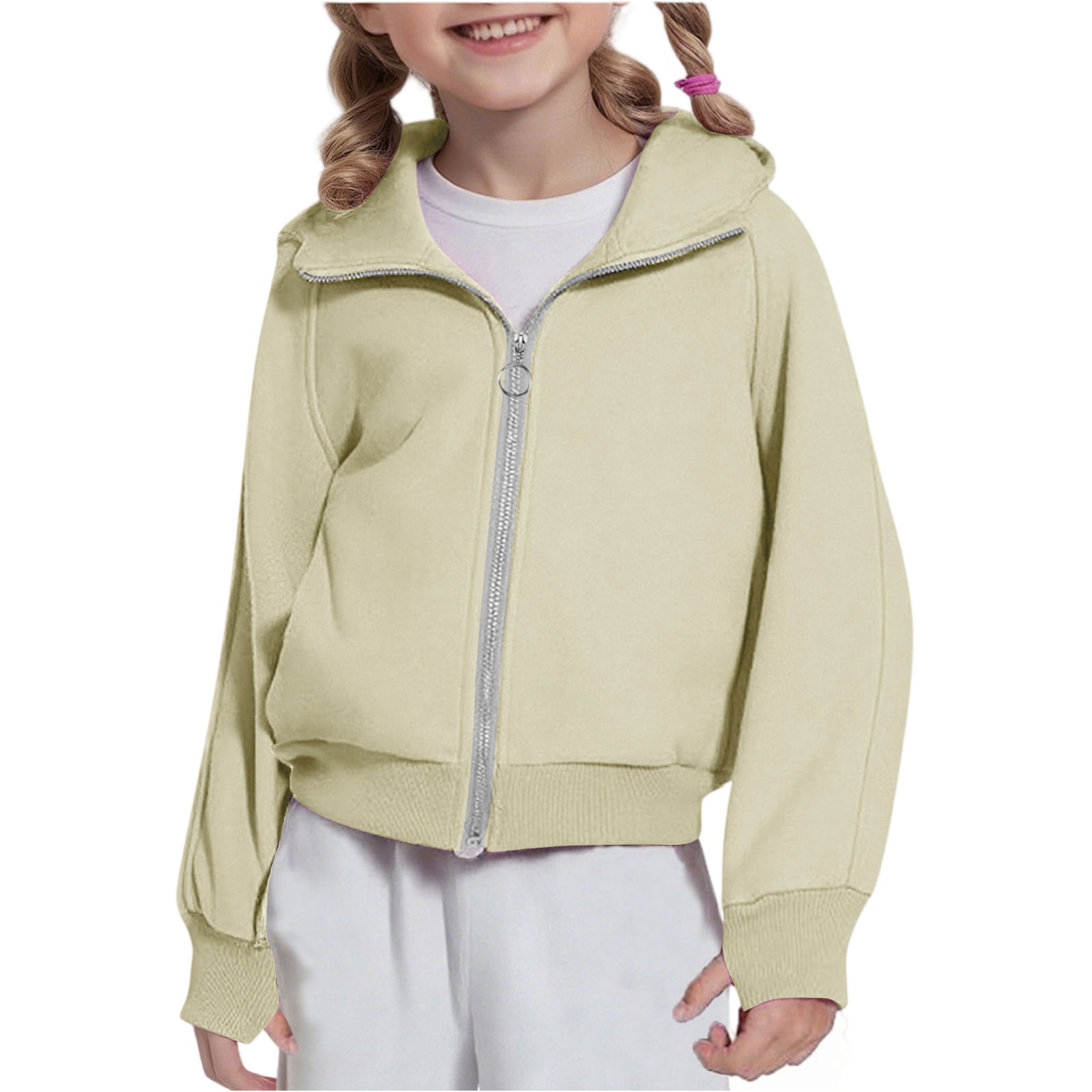 XADYUY Girls Cropped Zip Up Hoodie Full Zip Long Sleeve Jacket for Kids ...