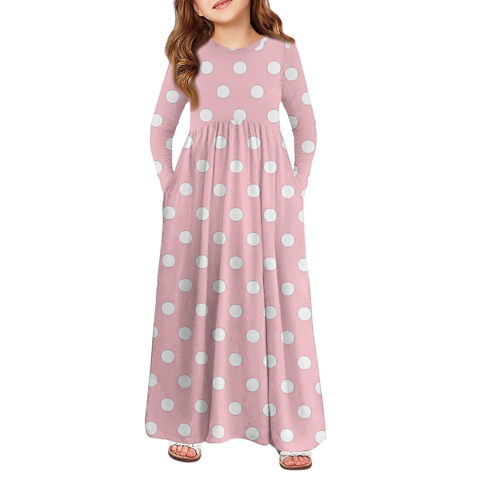 XADYUY Girls Dresses Size 10-12 Casual A-Line Long Sleeve Maxi Dress ...