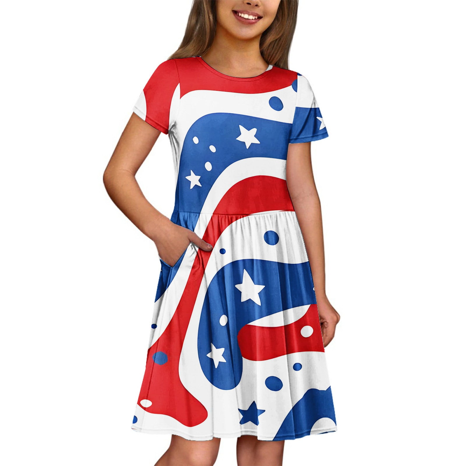 XADYUY Girls Dresses Size 14 4th Of July Patriotic Tshirt Dresses 3D ...