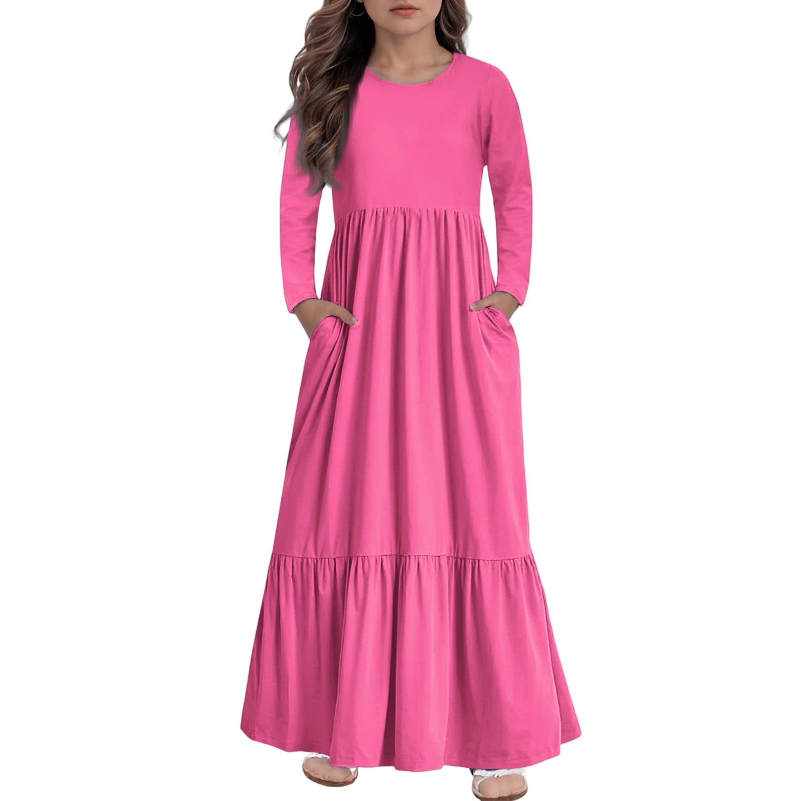 XADYUY Girls Fall Dresses 10-12 Casual A-Line Long Sleeve Maxi Dress ...