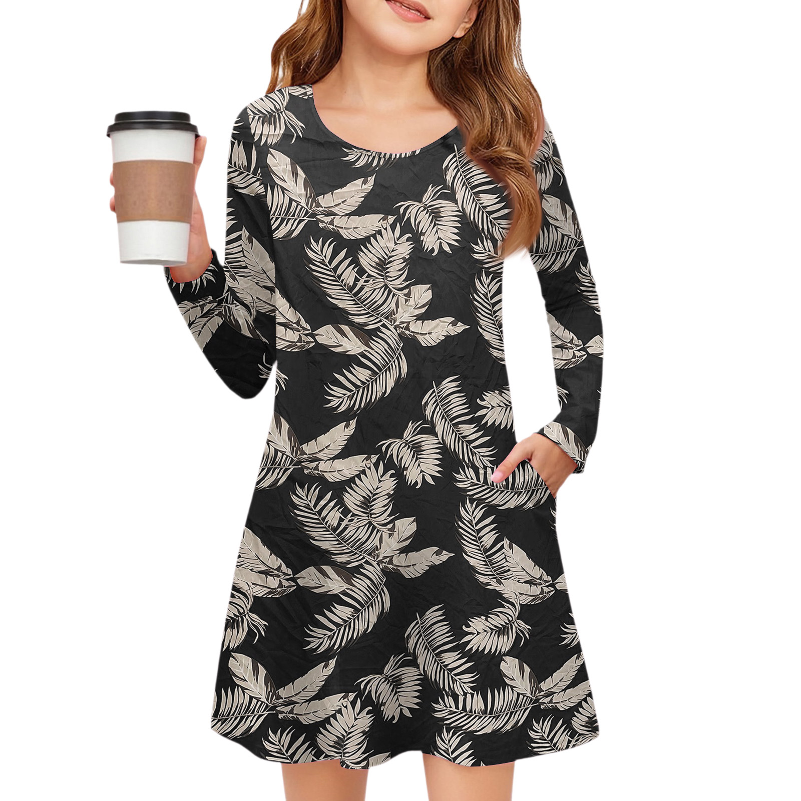 XADYUY Girls Fall Dresses Size 7-8 Casual A-Line Long Sleeve Midi Dress ...