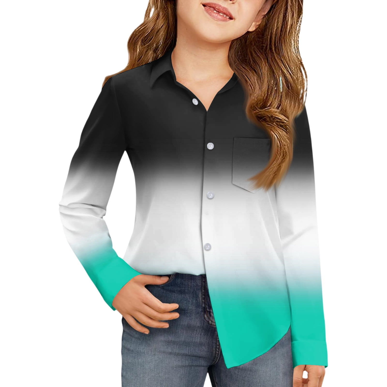 XADYUY Girls Fall Shirts 10-12 Long Sleeve Button Down Blouses for ...