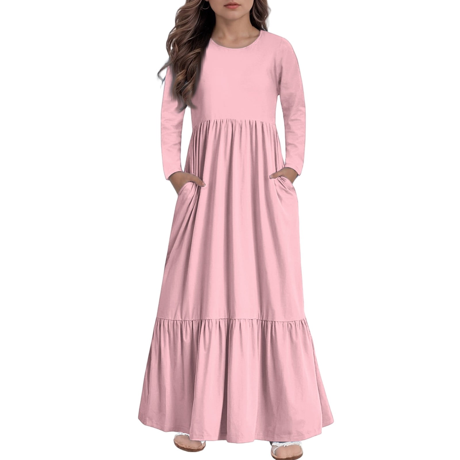 XADYUY Girls Maxi Dress Kids Casual A-Line Long Sleeve Girls Long ...
