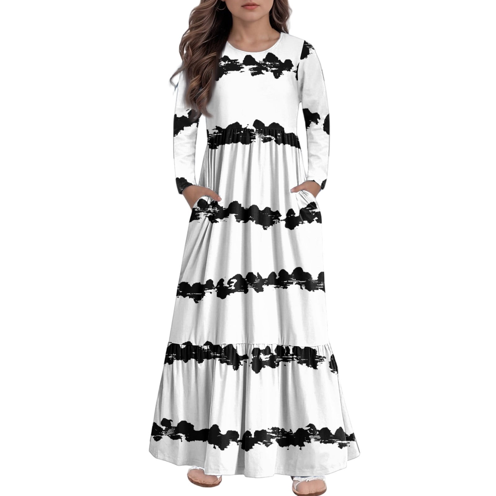 XADYUY Girls Maxi Dress Kids Casual A-Line Long Sleeve Girls Long ...