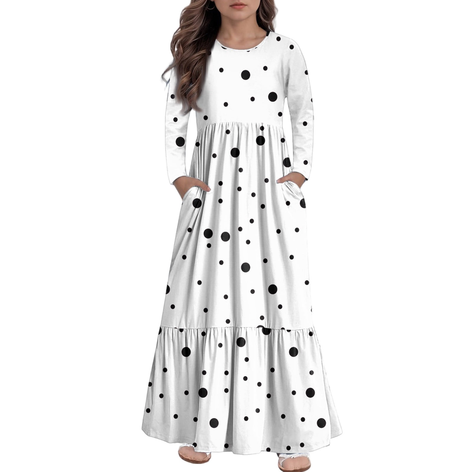 XADYUY Girls Maxi Dress Size 14-16 Casual A-Line Long Sleeve Girls Long ...