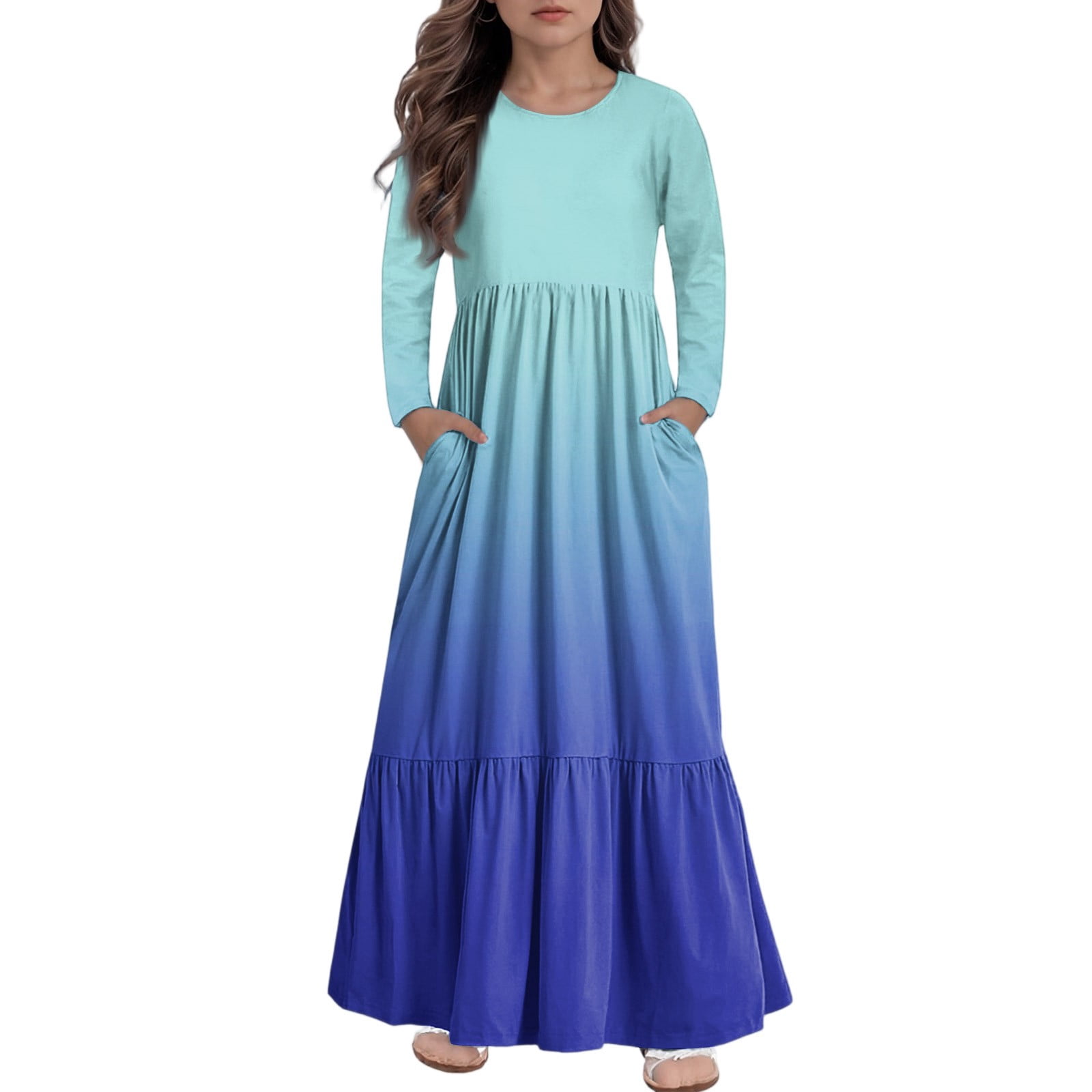 XADYUY Girls Maxi Dresses 10-12 Casual A-Line Long Sleeve Girls Long ...