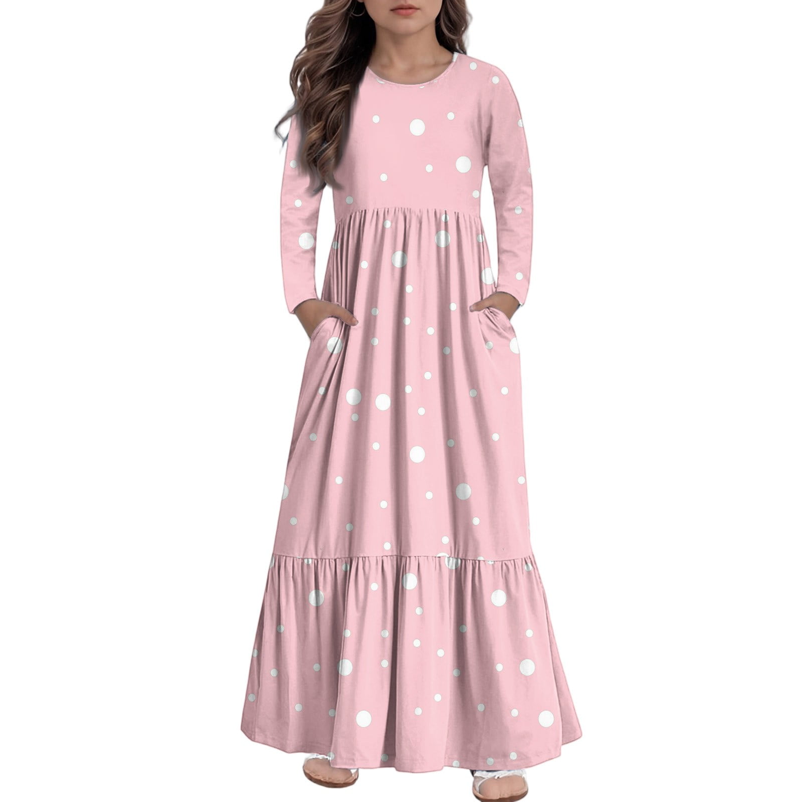 XADYUY Girls Maxi Dresses 7-16 A-Line Long Sleeve Girls Long Dresses ...