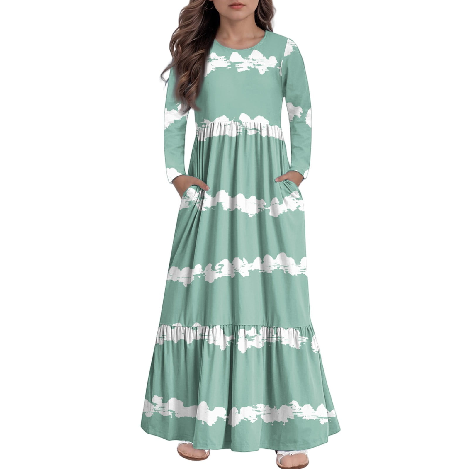 XADYUY Girls Maxi Dresses 7-16 A-Line Long Sleeve Girls Long Dresses ...