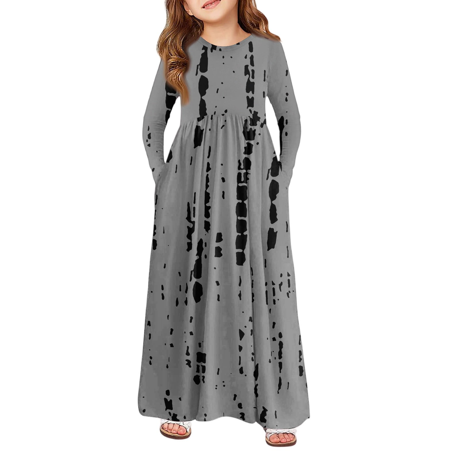 XADYUY Girls Maxi Dresses 7-16 A-Line Long Sleeve Maxi Dress Striped ...