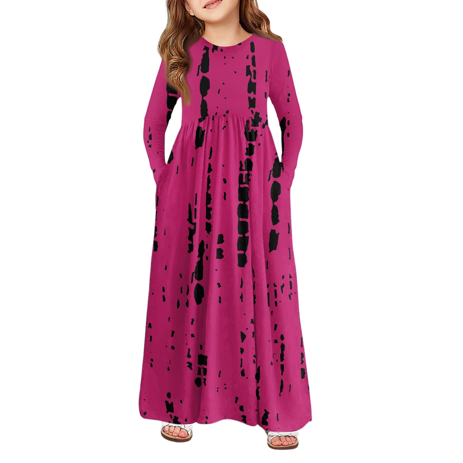 XADYUY Girls Maxi Dresses 7-16 A-Line Long Sleeve Maxi Dress Striped ...