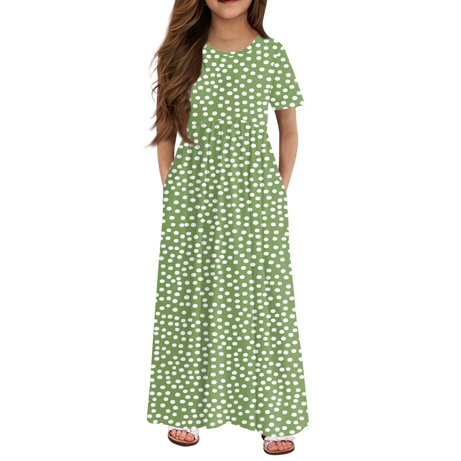 XADYUY Girls Maxi Dresses 7-16 Vintage Floral Short Sleeve Girls Long ...