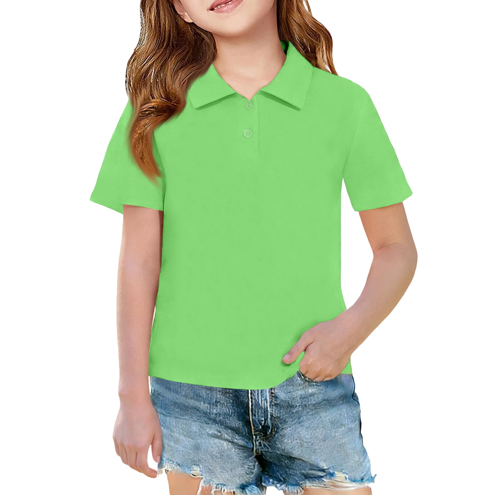 XADYUY Girls Polo Shirts 10-12 Short Sleeve Pique Polo Shirt Button ...