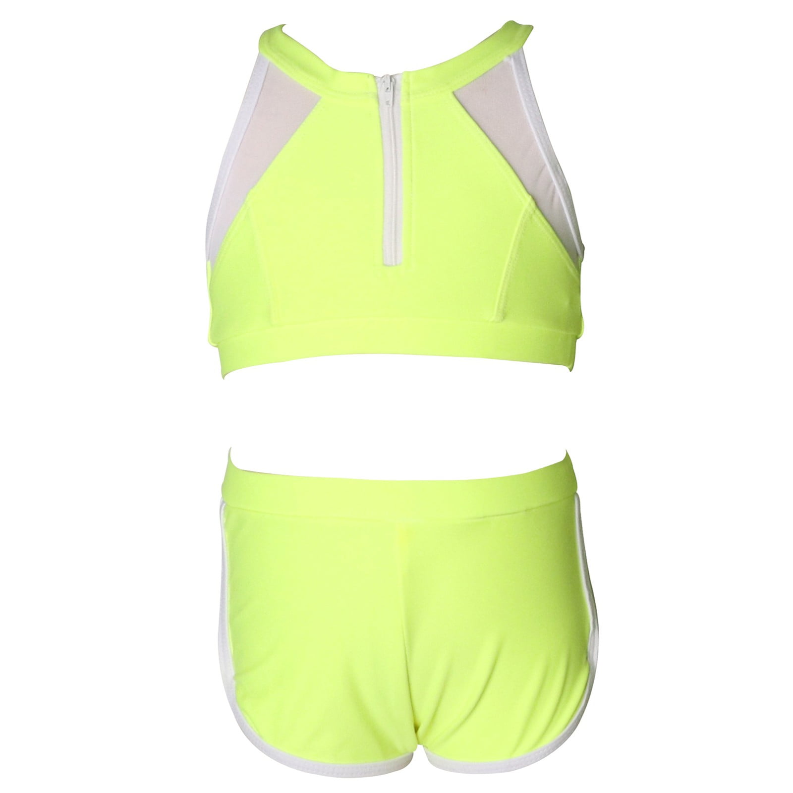 XADYUY Girls Swimsuit Two Piece Cute Solid Athletic Swimsuits Zipperd ...