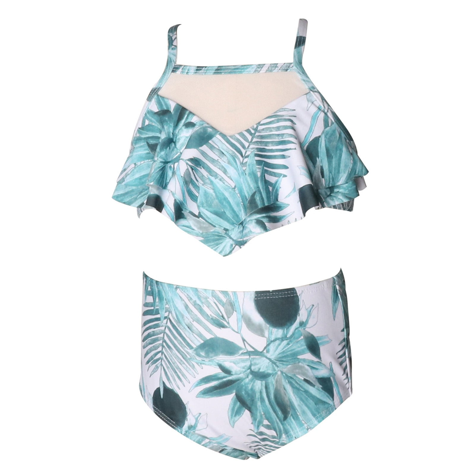 XADYUY Girls Swimsuits 10-12 Ruched Ruffled Flounce Two Piece Swimsuits ...
