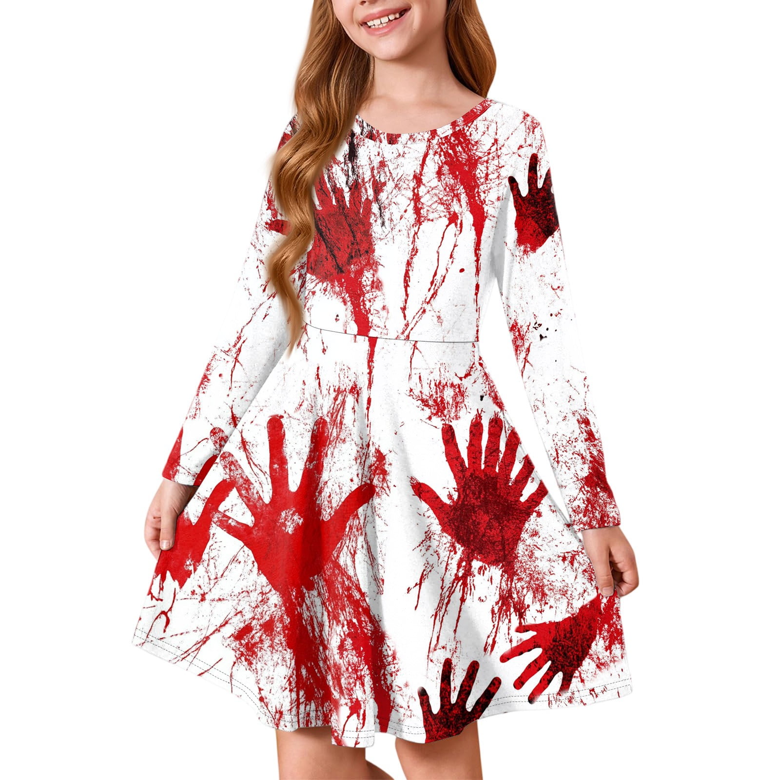 XADYUY Halloween Dresses for Girls 10-12 Cute A-Line Long Sleeve T ...