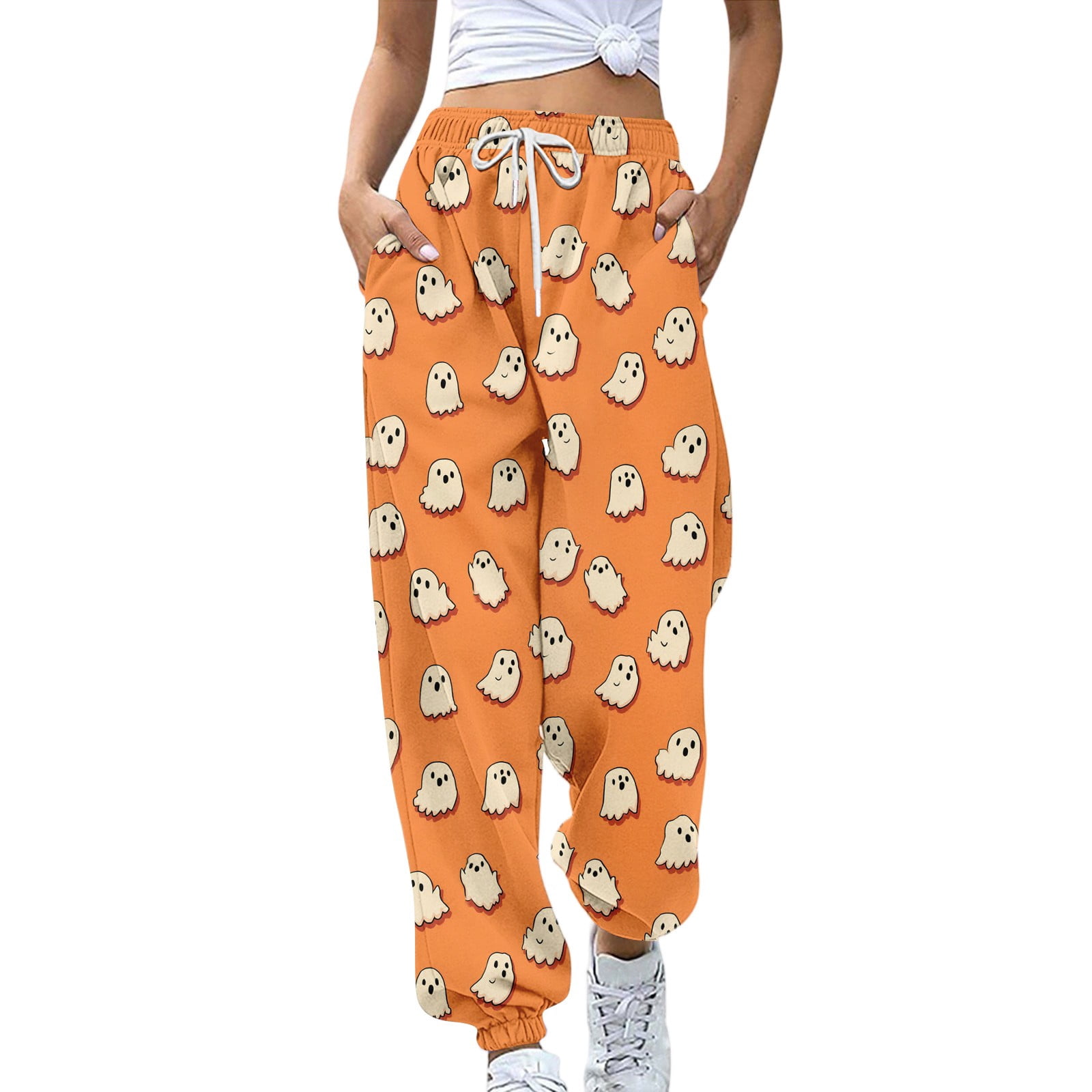 XADYUY Halloween Sweatpants for Girls 7-8 Boo Ghost Graphic Cinch ...
