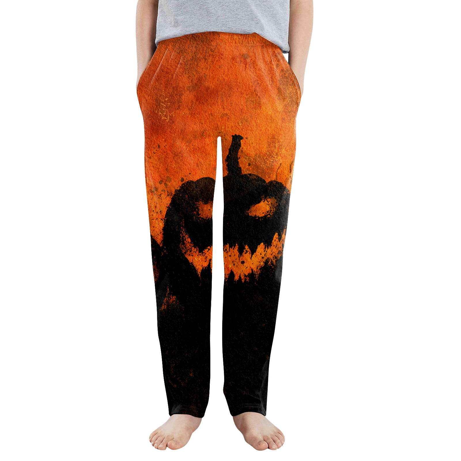 XADYUY Halloween Sweatpants for Girls 7-8 Pumpkin Face Graphic Cinch ...