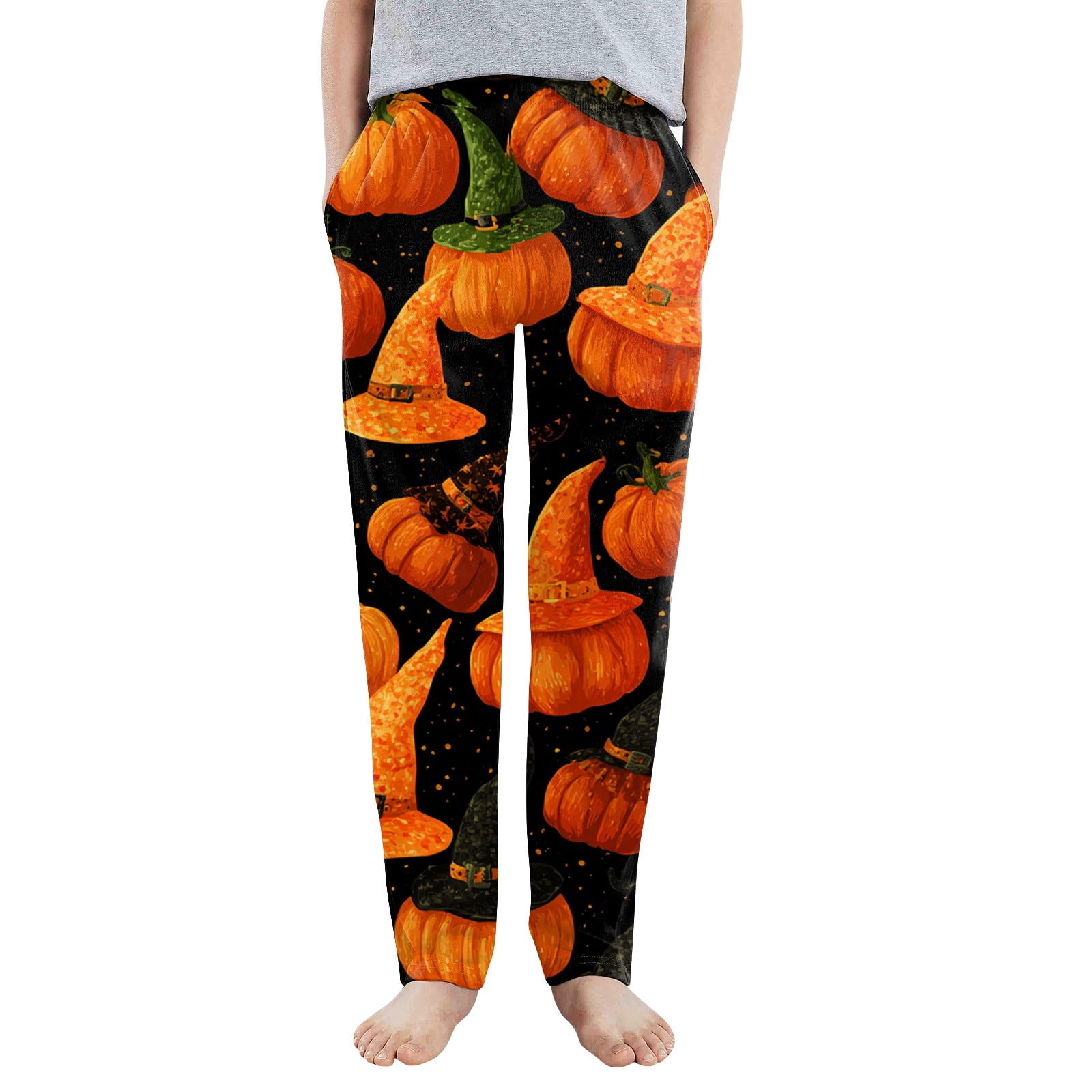 XADYUY Halloween Sweatpants Kids 10-12 Witchs Hat Pumpkin Cinch Bottom ...