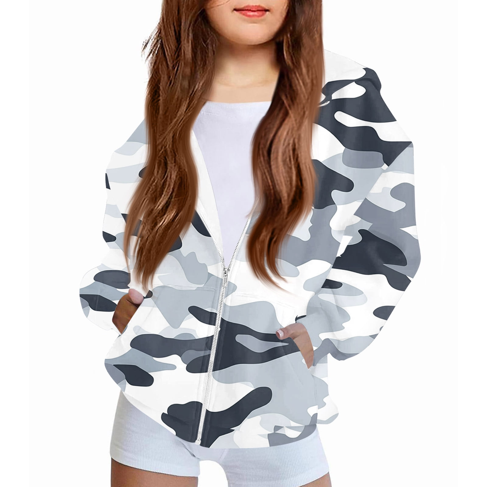 XADYUY Kids Camo Hoodie Boy Camouflage Printed Sweatshirt Jacket Boys ...