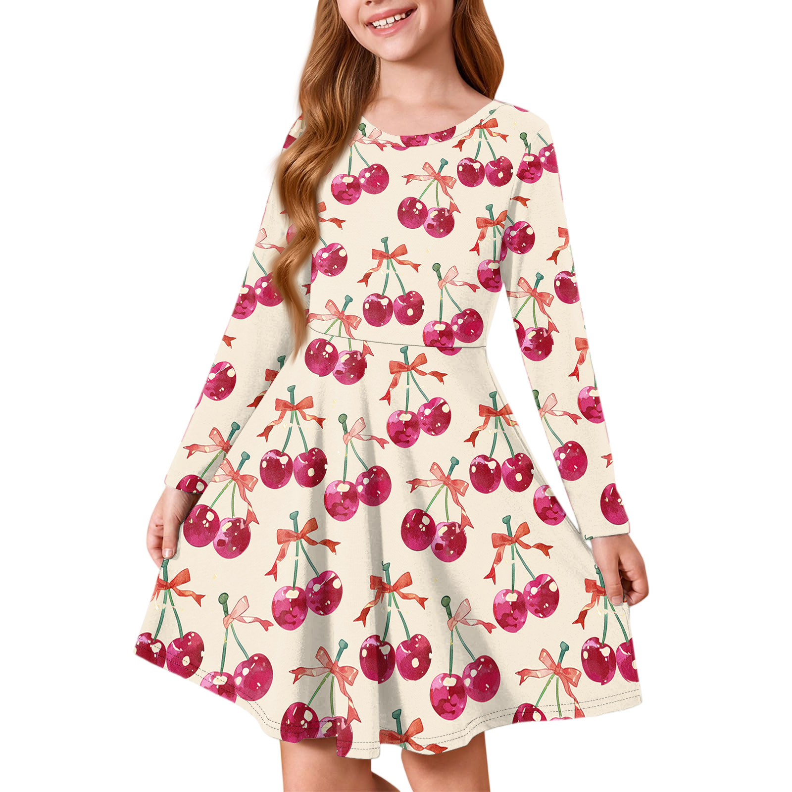 XADYUY Little Girls Valentines Dresses Cute A-Line Long Sleeve Midi ...