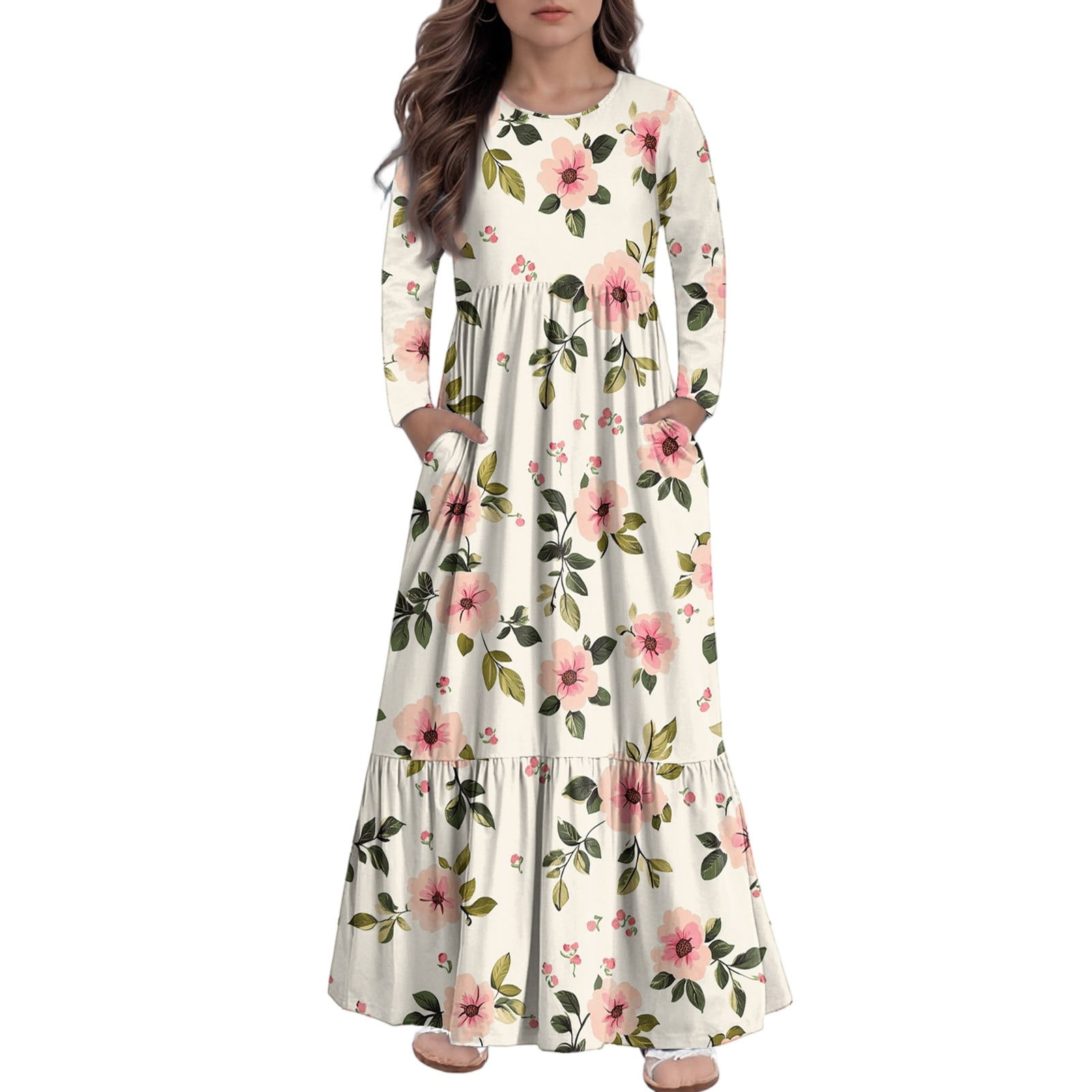 XADYUY Maxi Dresses for Girls 10-12 7-8 Casual A-Line Long Sleeve Maxi ...