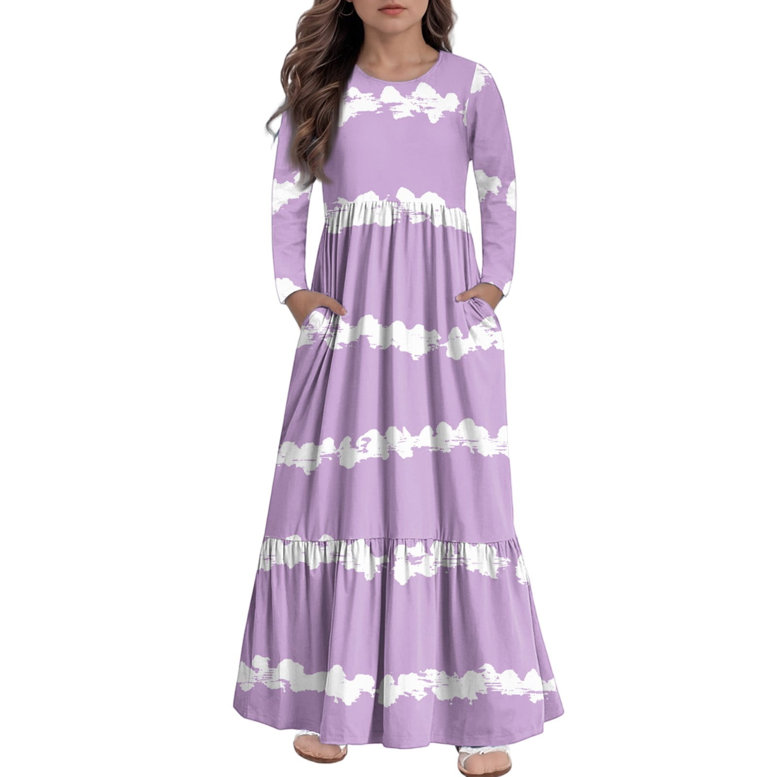 XADYUY Maxi Dresses for Girls 10-12 Casual A-Line Long Sleeve Maxi ...