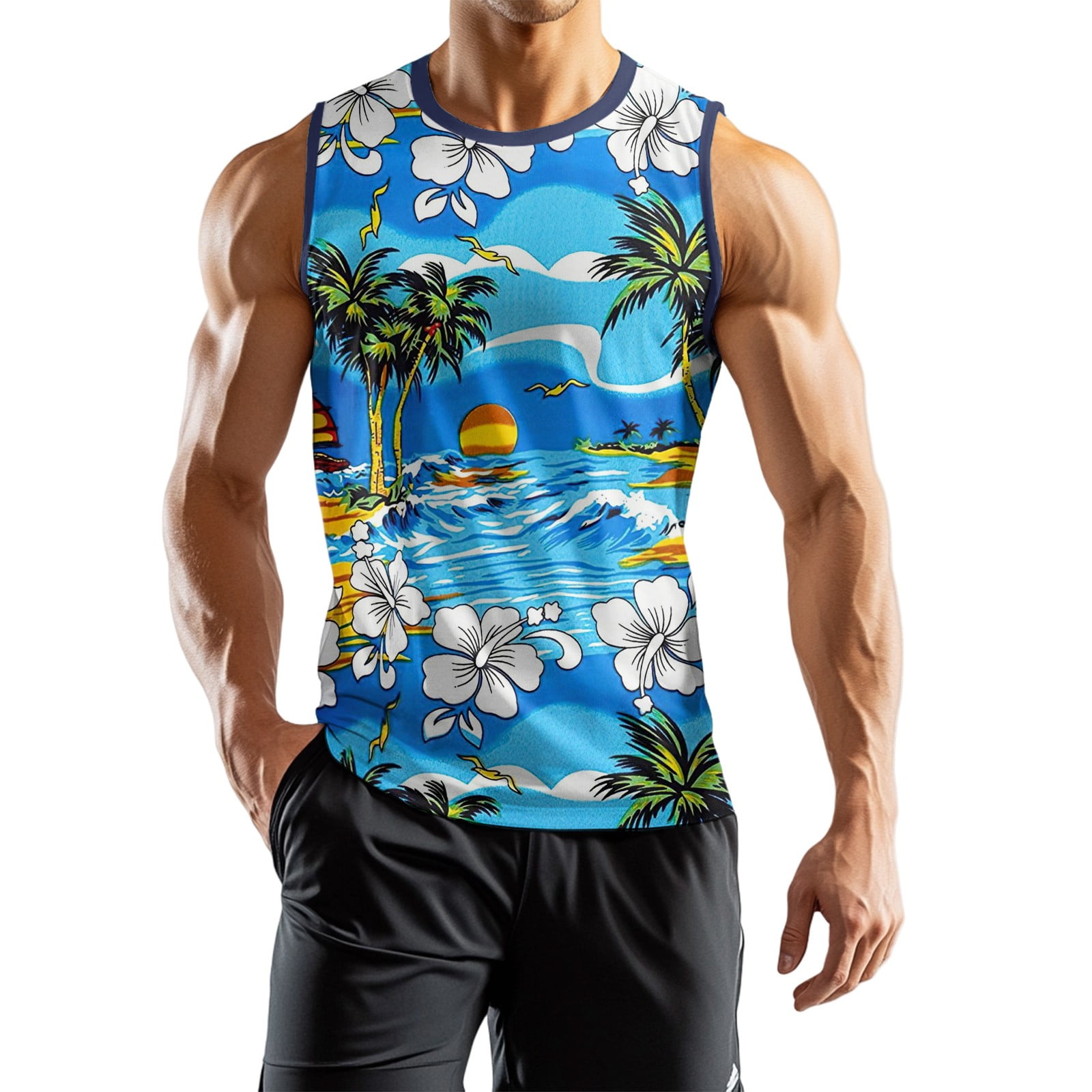 XADYUY Mens Sleeveless Tank Tops Summer Beach Muscle Shirts Casual ...
