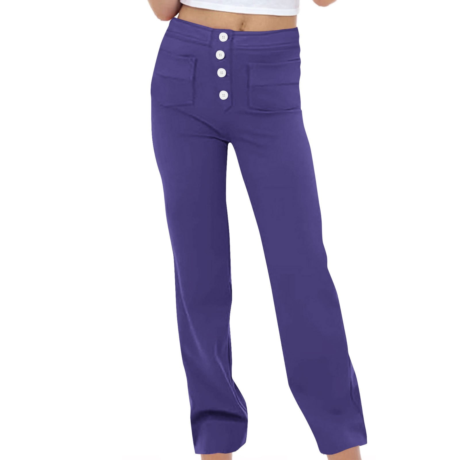 XADYUY Pants for Girls 7-8 High Waisted Button Down Bell Bottoms Flare ...