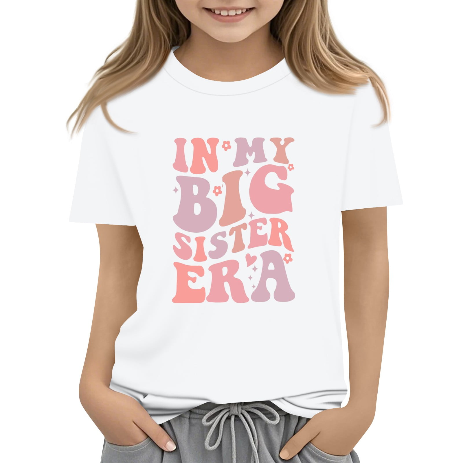 XADYUY Promoted To Big Sister Toddler Shirt Big Sister Shirt Cute IN MY BIG SISTER ERA Graphic ...