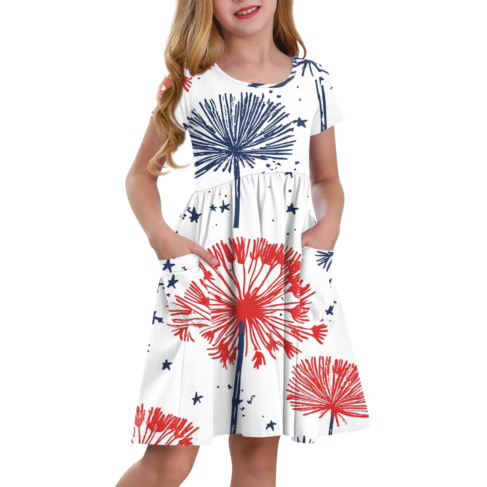 XADYUY Summer Dress for Girls 14-16 Dandelion Red White and Blue ...