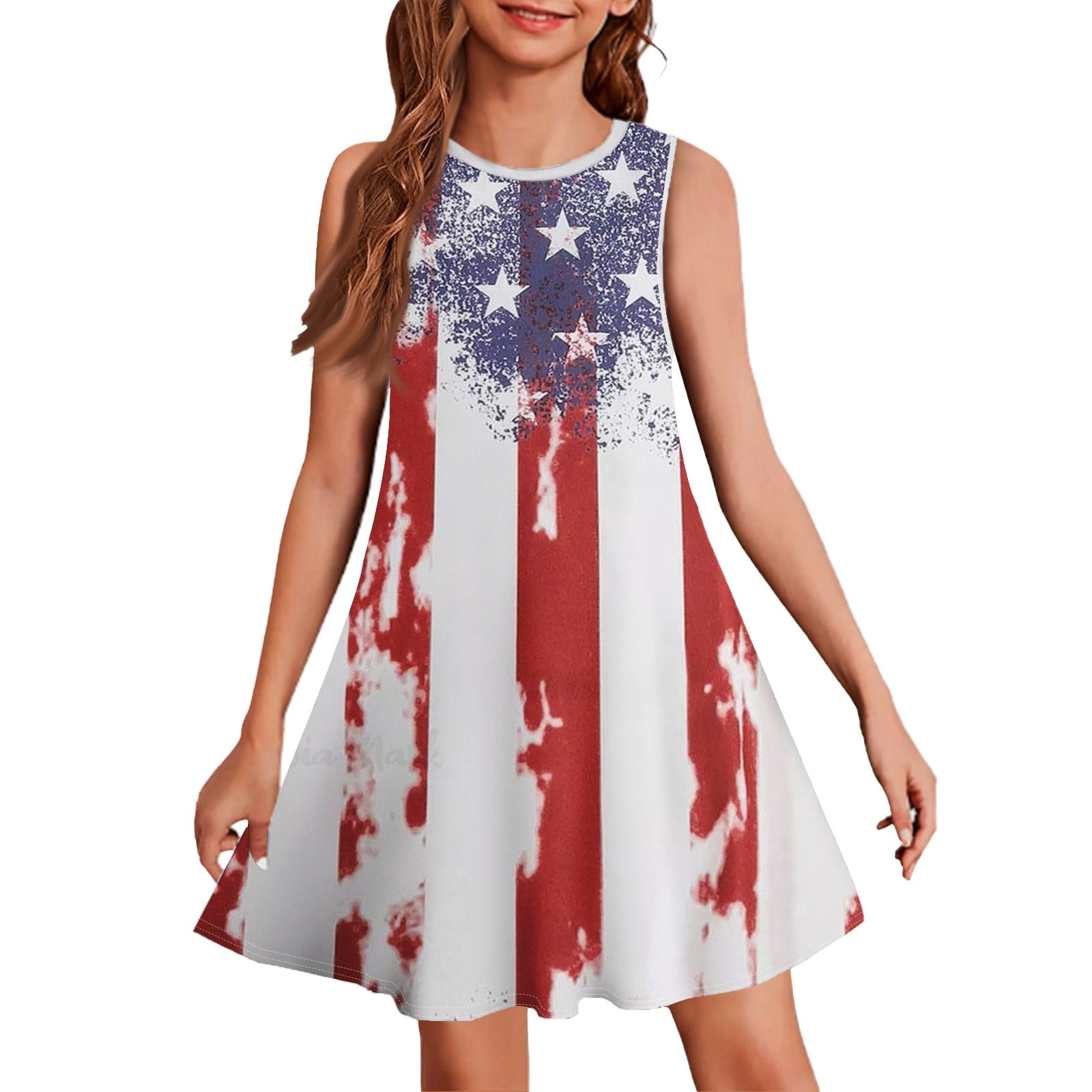 XADYUY Summer Dress for Girls 14-16 Stars Stripes Printed 4th Of July ...