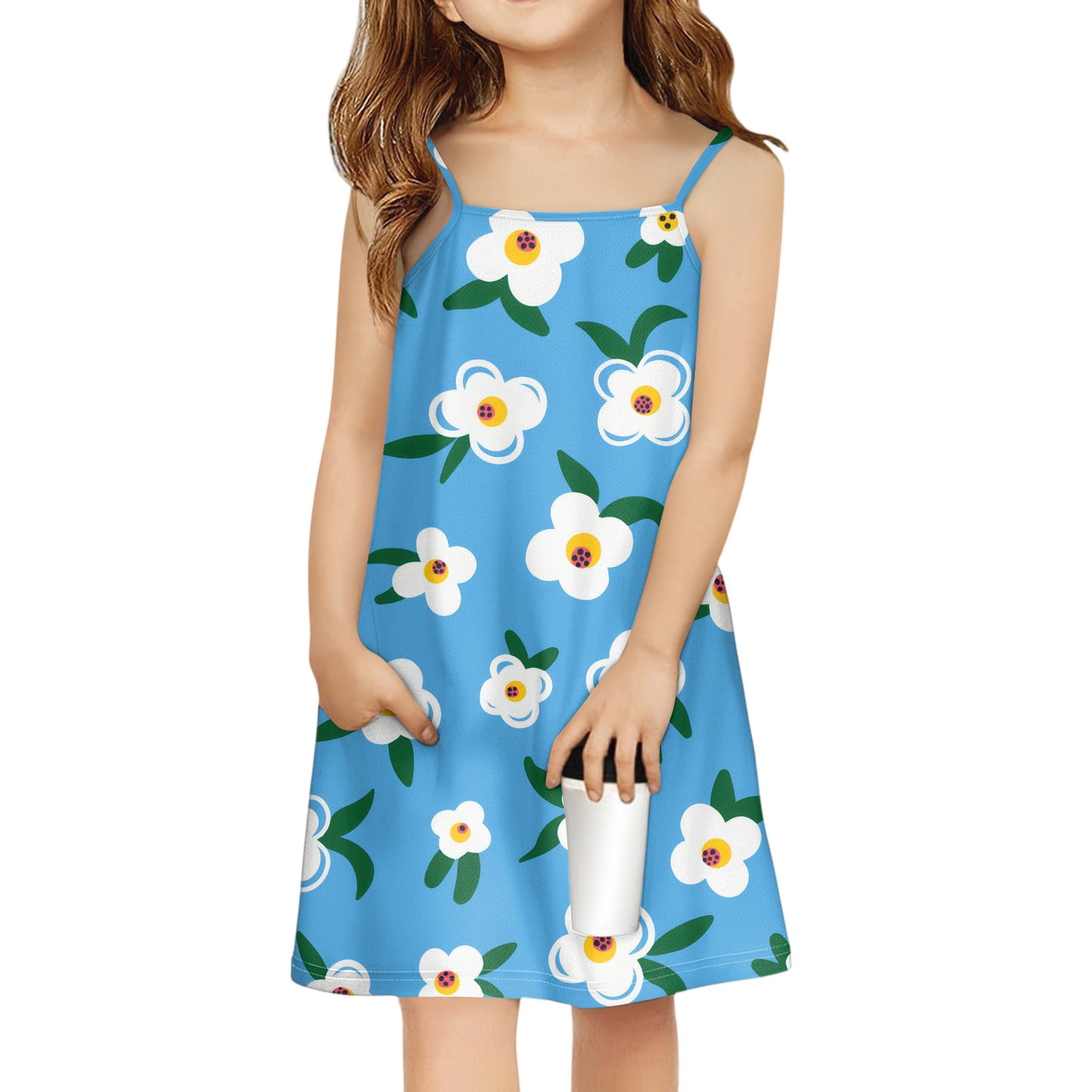 XADYUY Summer Dress for Girls 7-8 Casual Spaghetti Strap Sleeveless ...