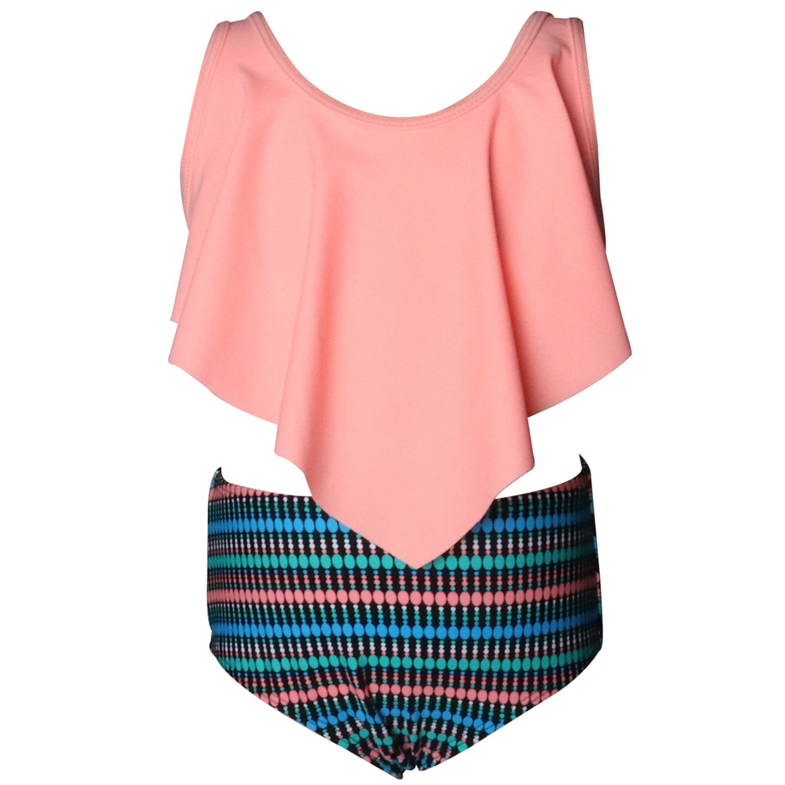 XADYUY Two Piece Swimsuit for Girls Ruched ruffled flounce Swimsuits ...
