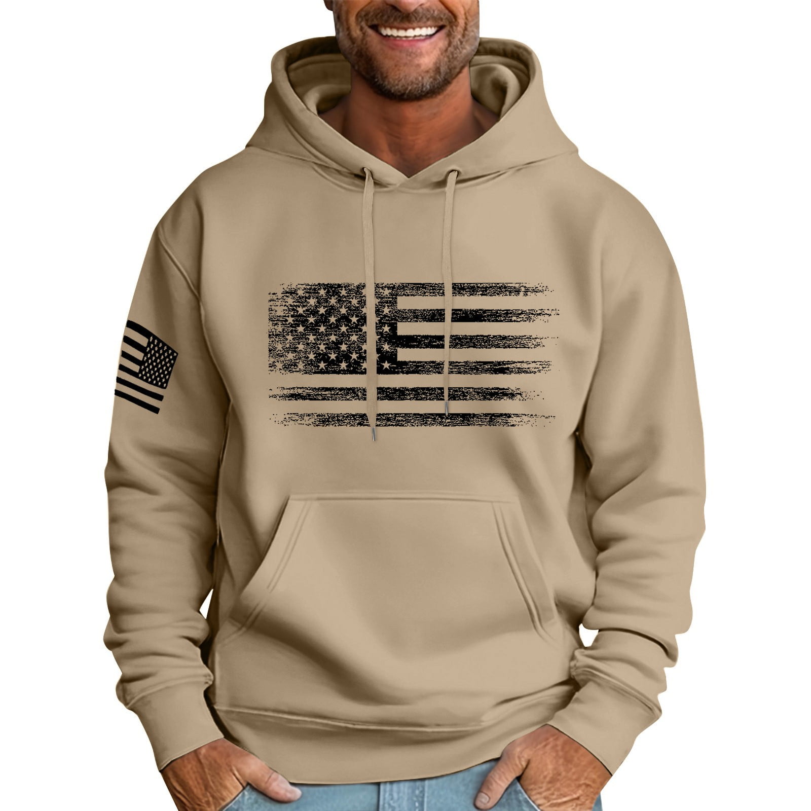 XADYUY USA Hoodie Men for Men American Flag Print Patriotic Sweatshirt ...