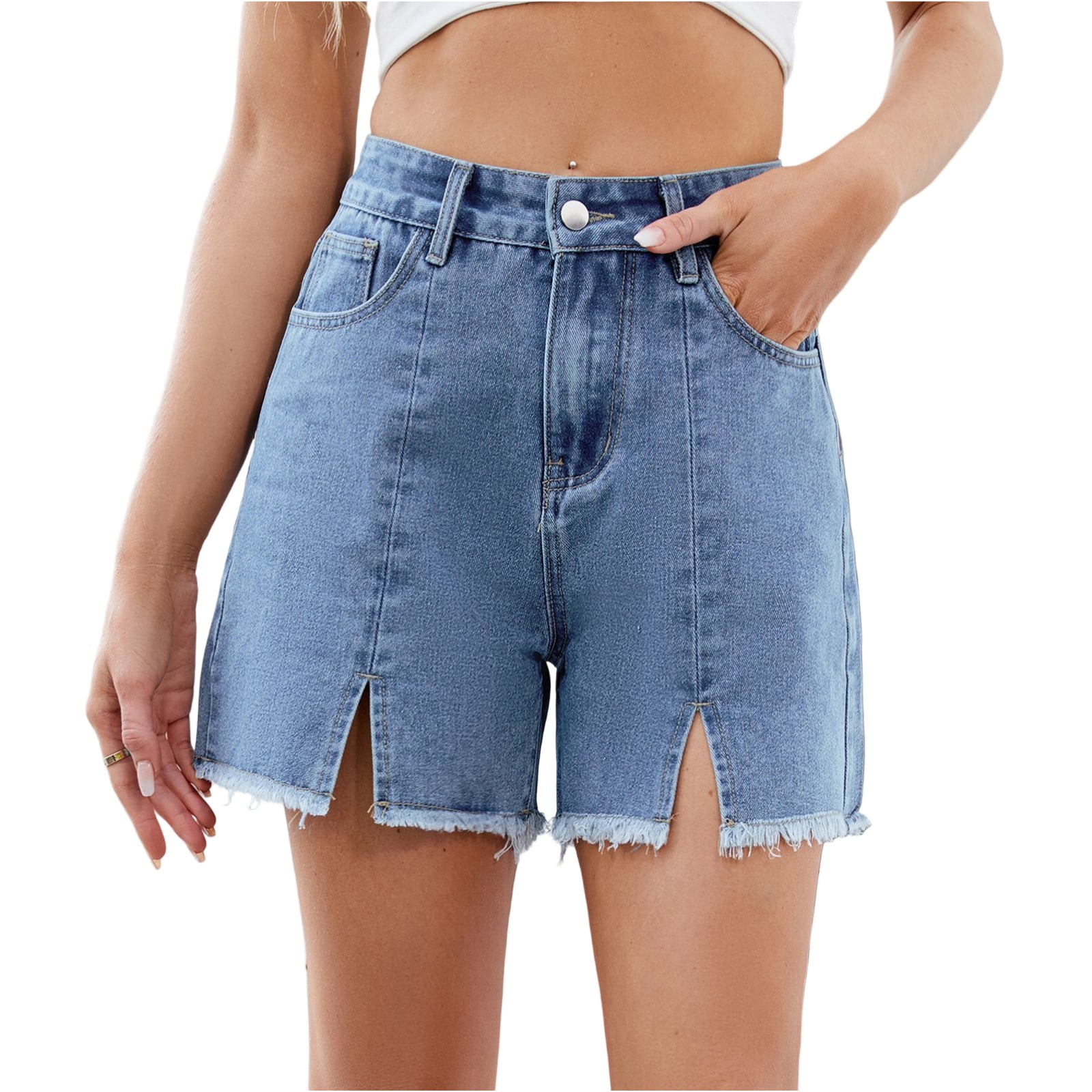 XADYUY Womens Jean Shorts High Waisted Split Ripped Denim Shorts Cutoff ...