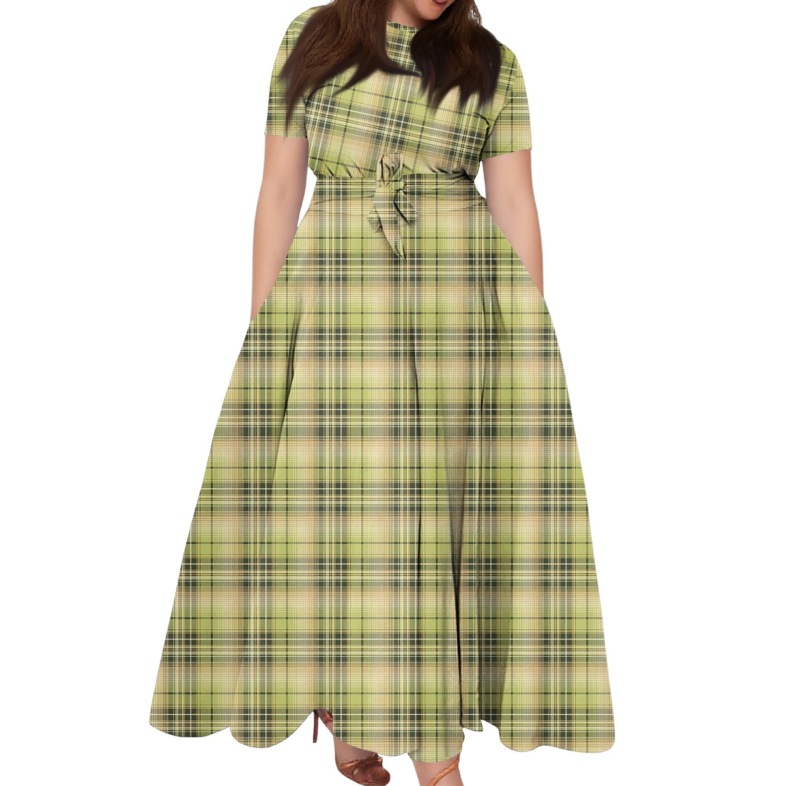 XADYUY Womens Plus Size Summer Dresses 2025 Casual Strap Short Sleeve A ...