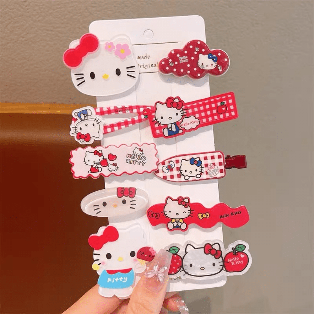 10PCS Hello Kitty Cute Cartoon Hair Clips for Girls, Children’s Hairpin ...