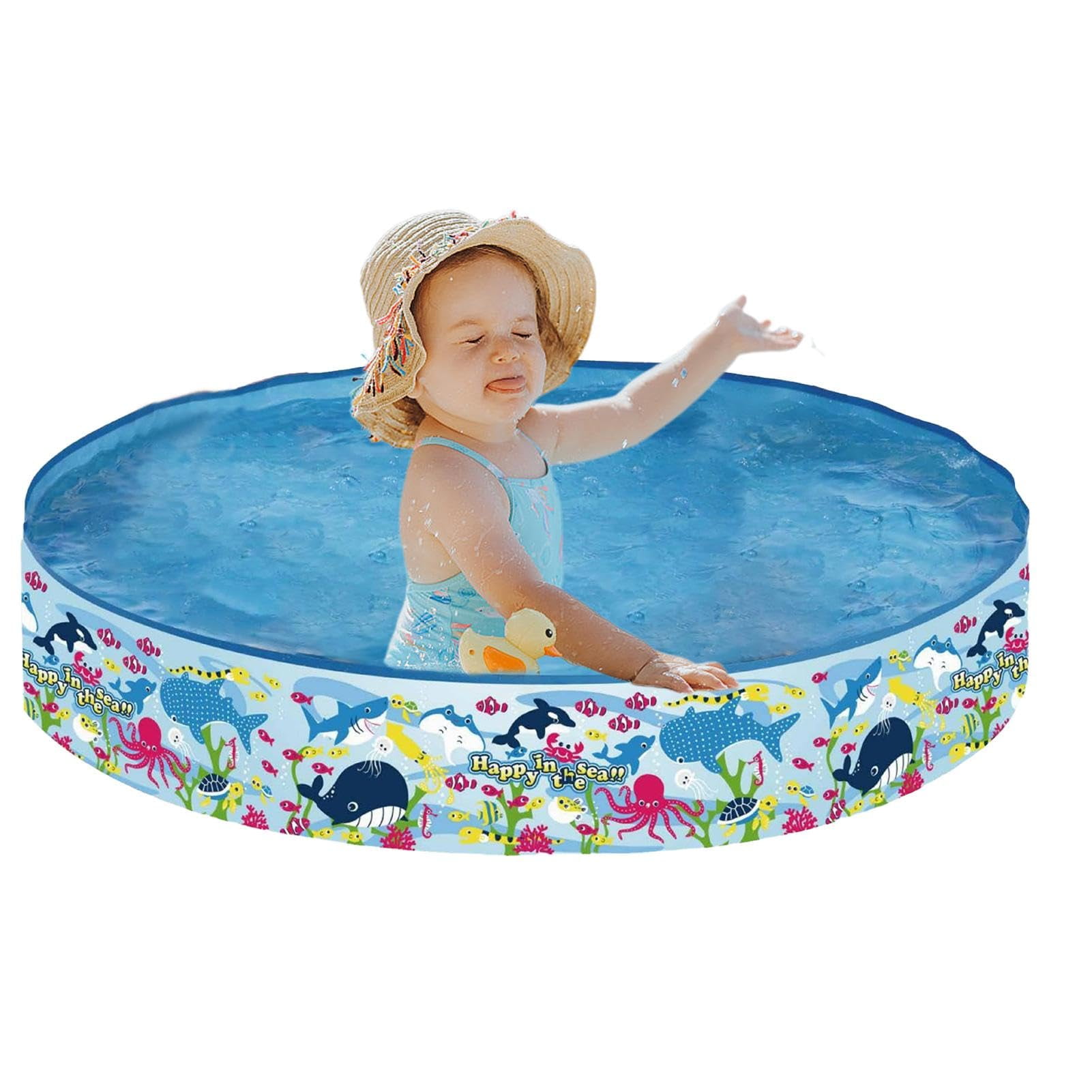 Hfnggwee Foldable Kiddie Pool - No Inflation Needed Portable Paddling ...
