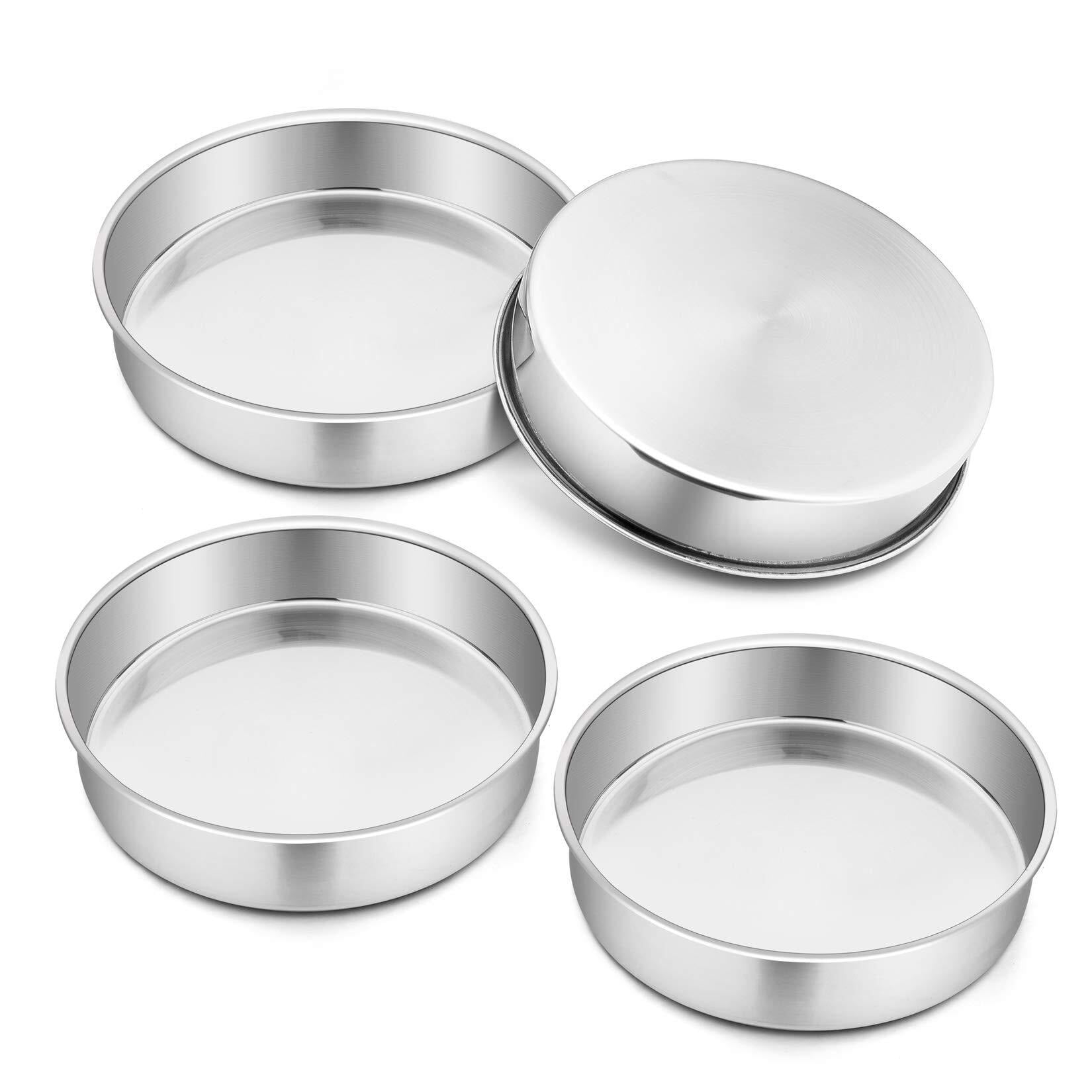 XAIOW Cake Pan Set of 4, Stainless Steel Baking Round Cake Pans Tins ...