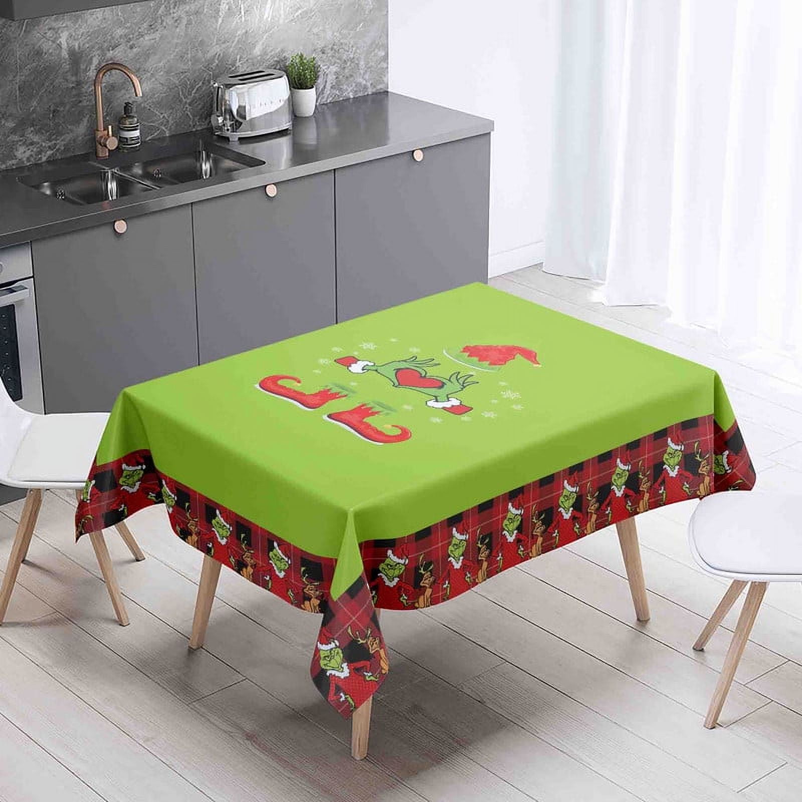 XAJAT 52‘‘x52'' Modern Green Rectangle Tablecloth, Cotton Linen Table Covers with a Circle of ...