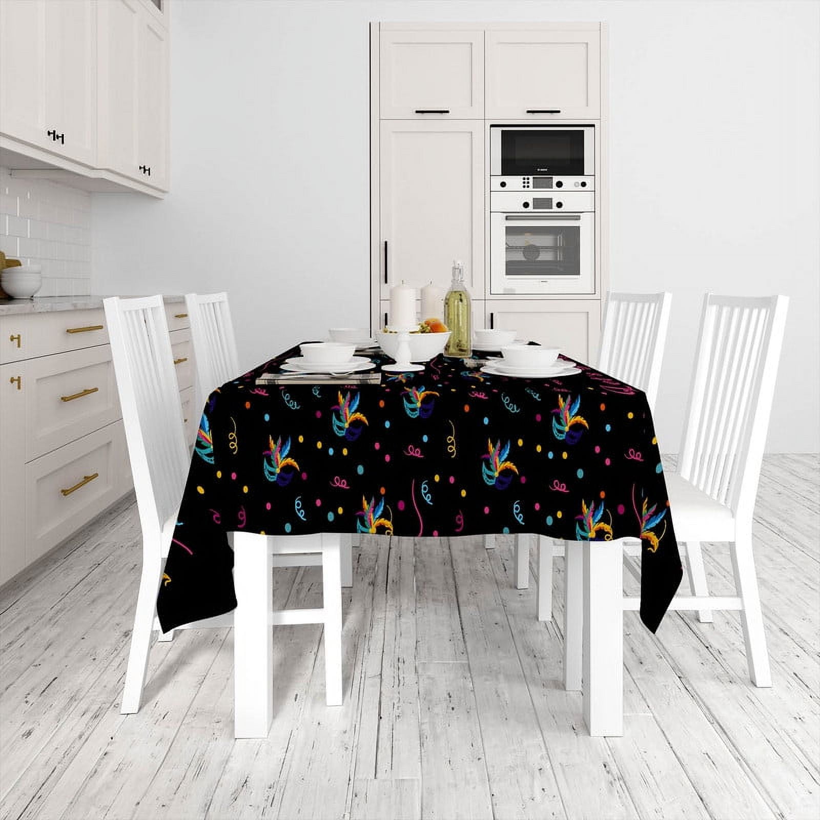 XAJAT 60‘‘x60'' Let's Party Black Rectangle Tablecloth, Cotton Linen ...