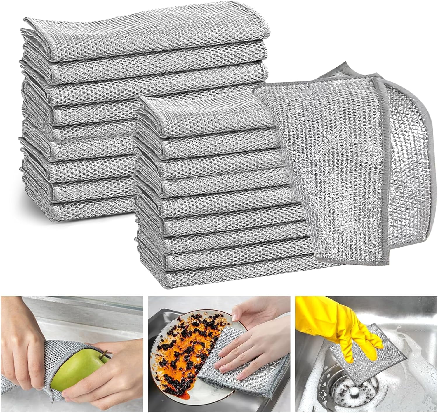 XANGNIER 8 Pcs Multipurpose Dishwashing Rags for Wet and Dry, 2024 New ...