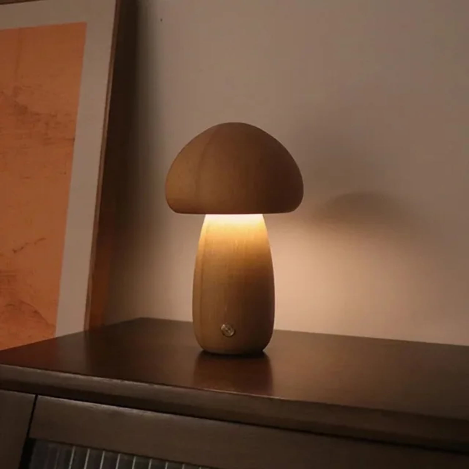 XAOCENH High-level Cute Wooden Mushroom LED Night Light Table Lamp with ...