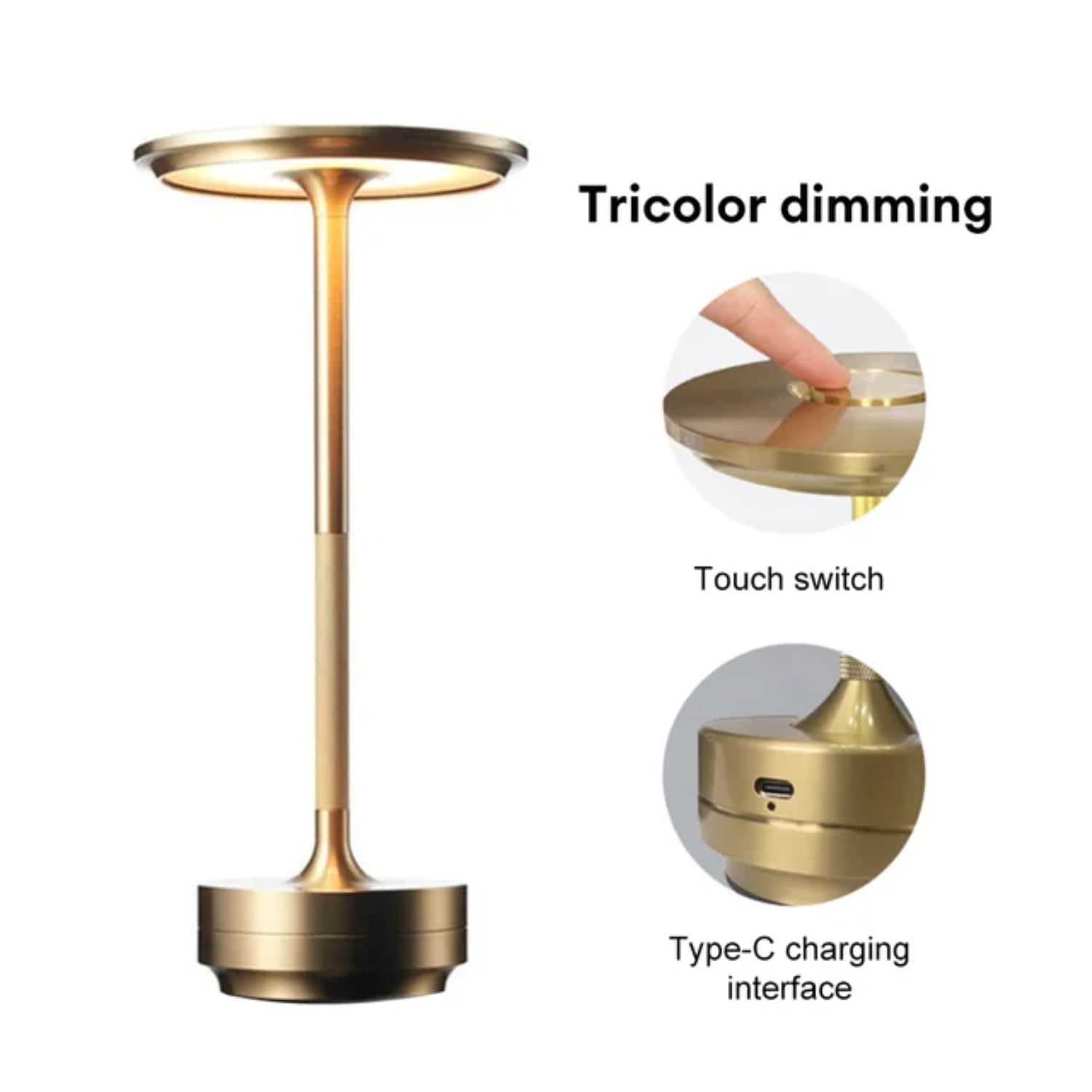 XAOCENH Rechargeable Table Lamp LED Touch Sensor Desktop Night Light ...